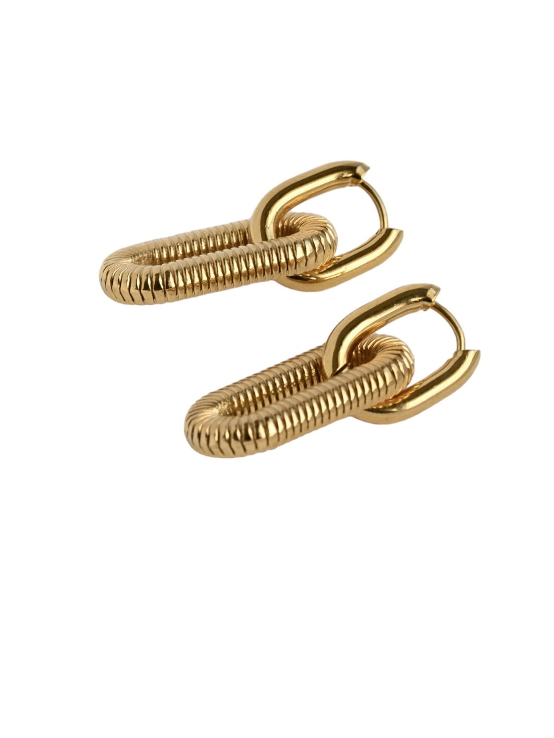 Double Grooved Oblong Hoops | Gold | W | R Home Company